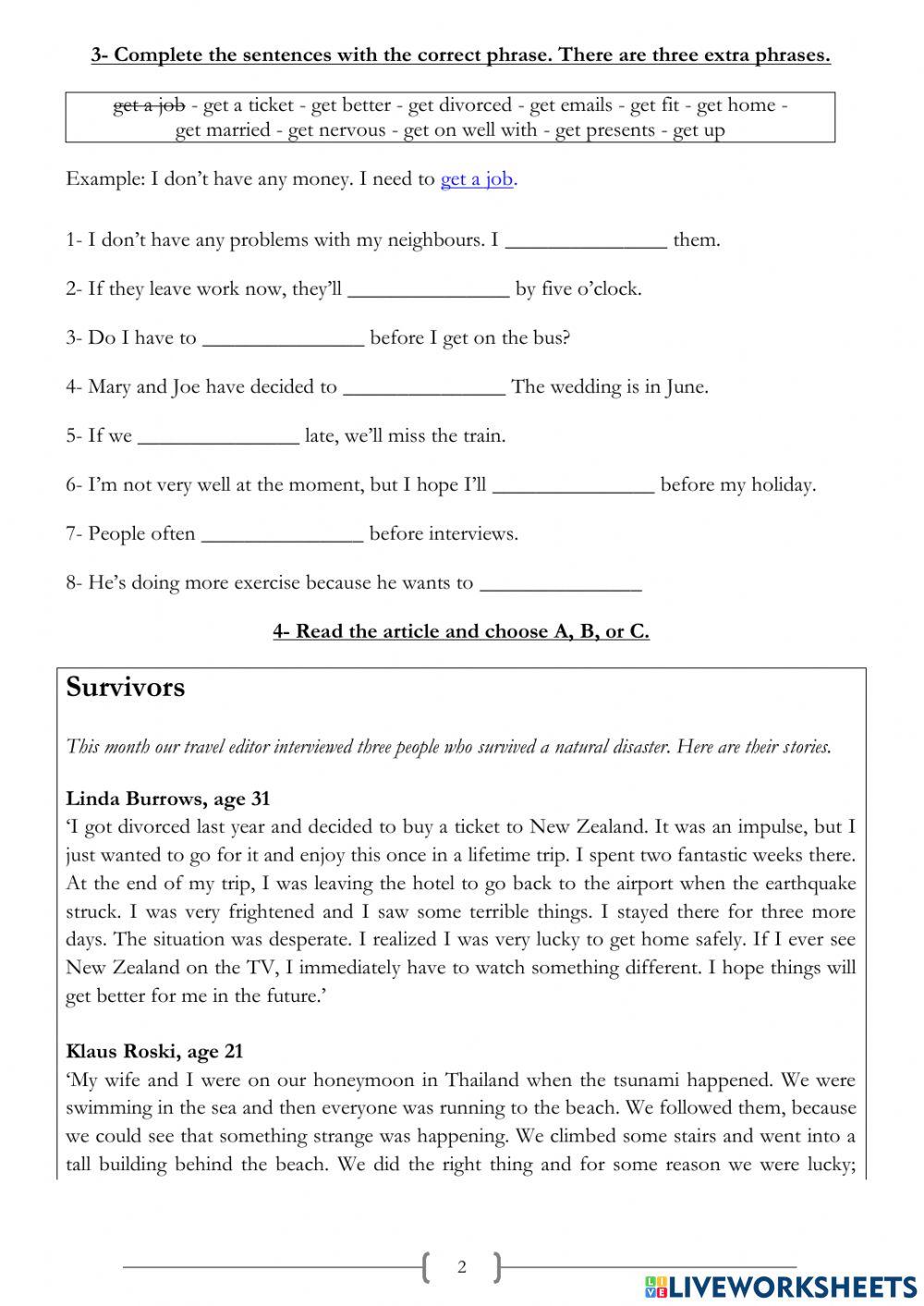 Repaso Should, Conditionals 1 - 2, Past Simple, Present Perfect ...