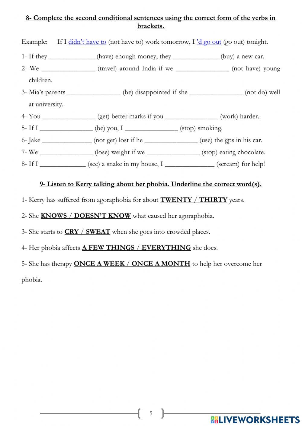 Repaso Should, Conditionals 1 - 2, Past Simple, Present Perfect ...