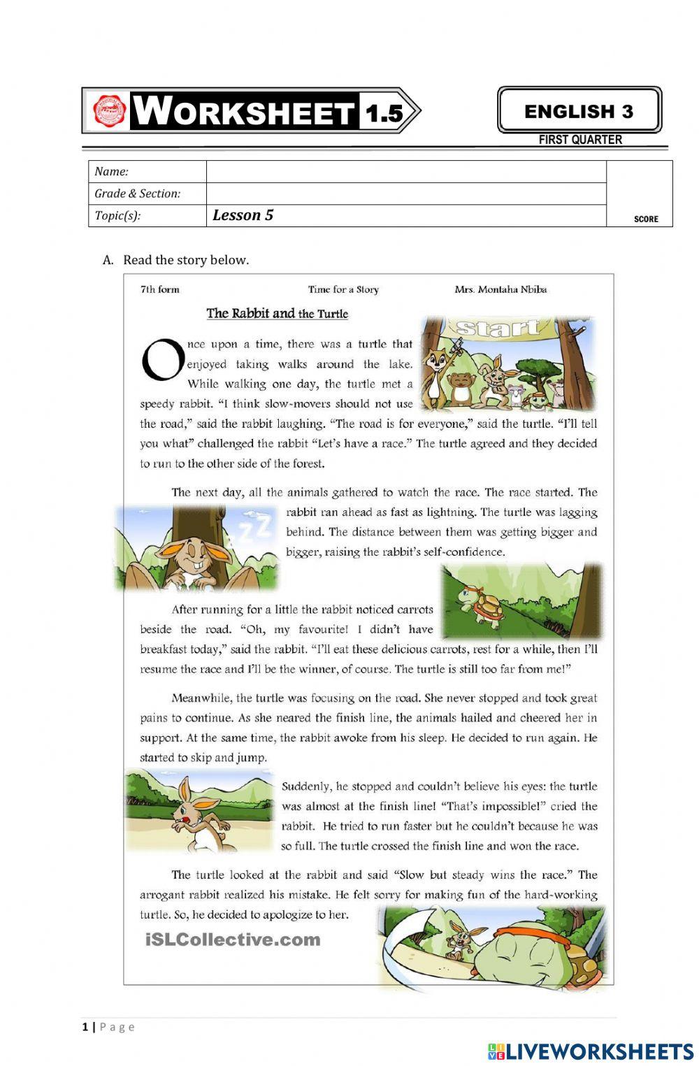 ENG.3-Worksheet 1.5 worksheet | Live Worksheets