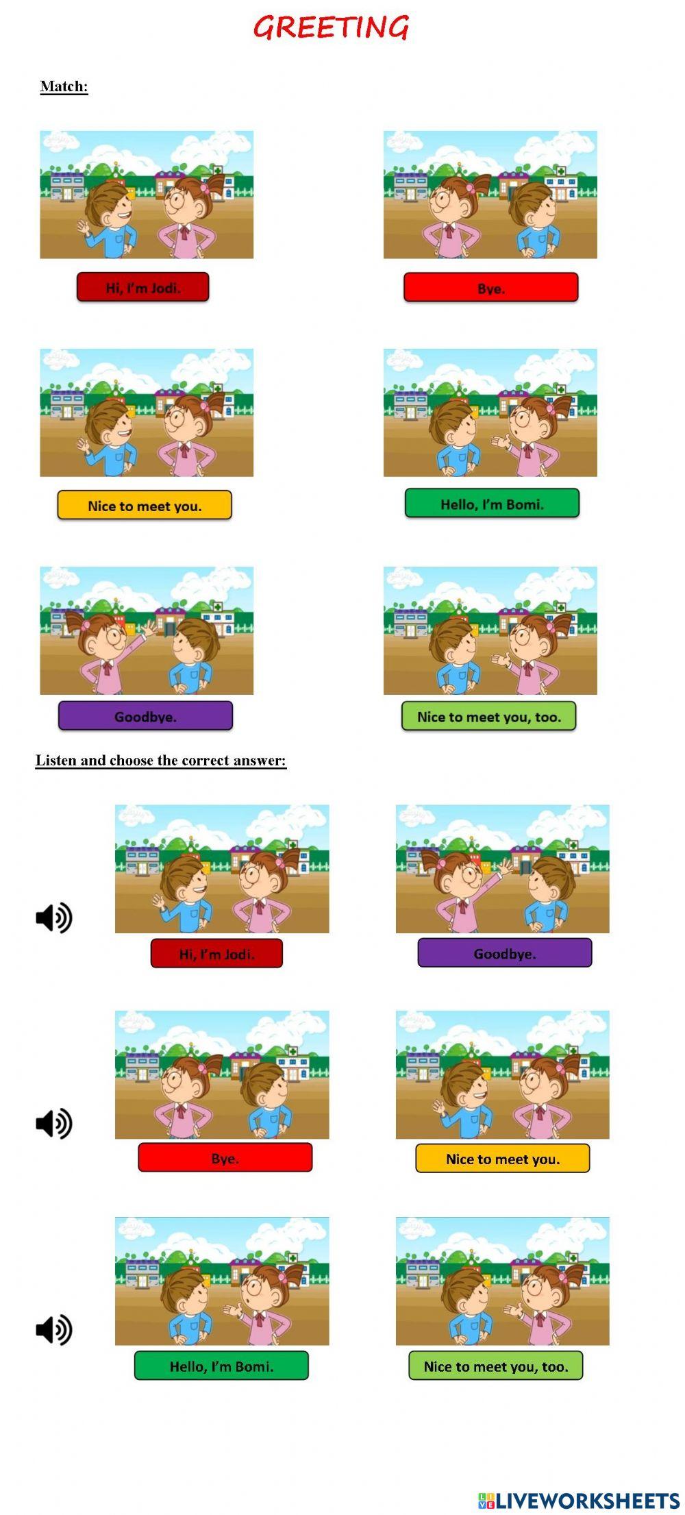 Greeting worksh… | Free Interactive Worksheets | 1380715