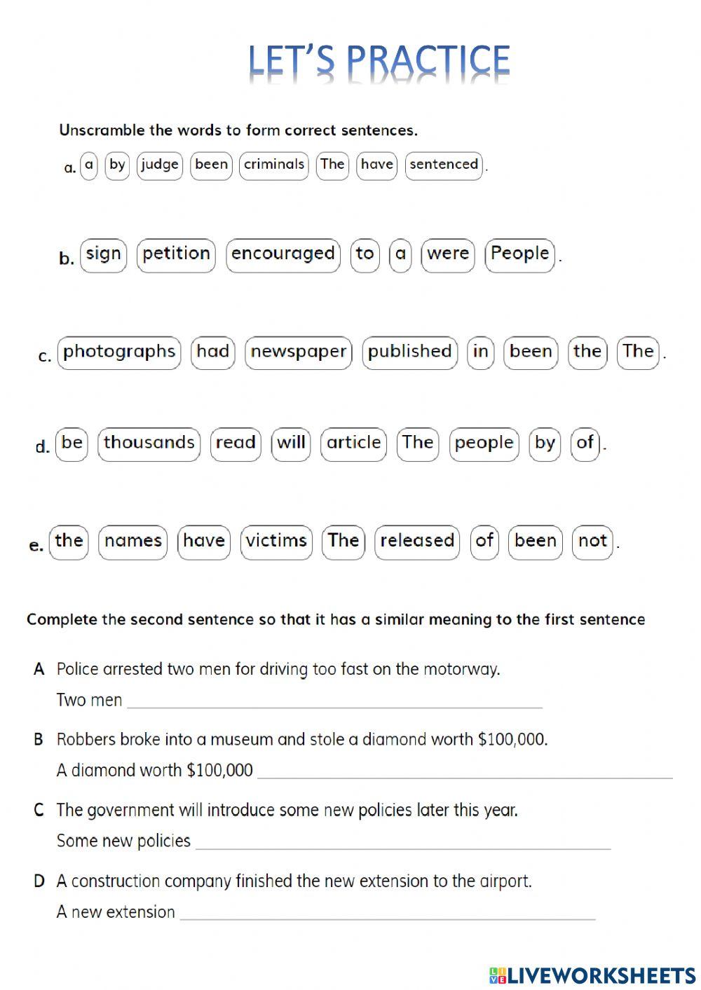 Let's practice online pdf worksheet | Live Worksheets