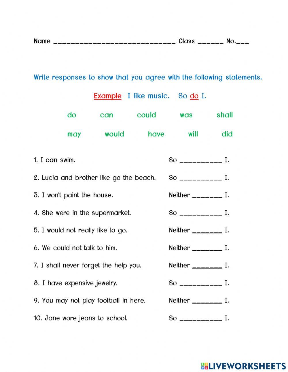 So - Neither online exercise for | Live Worksheets