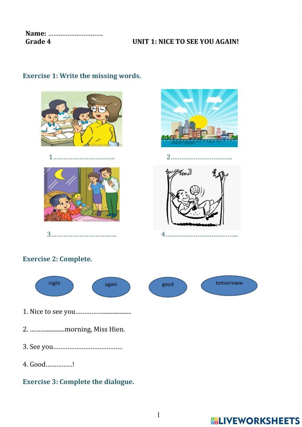 Unit 1 gade 4 test worksheet | Live Worksheets