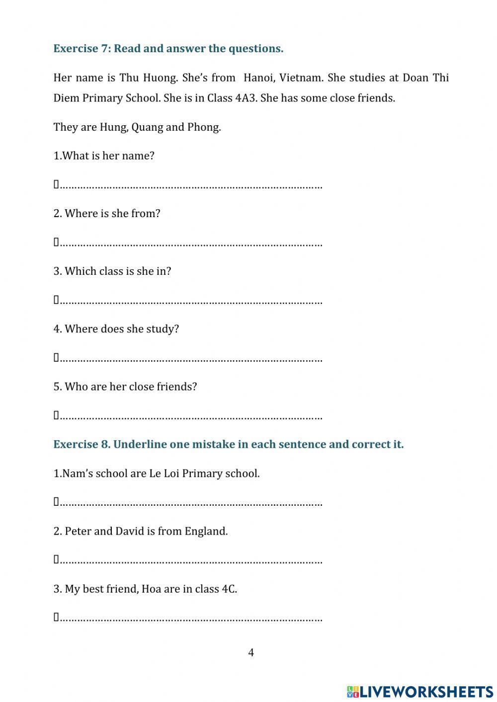 Unit 1 gade 4 test worksheet | Live Worksheets