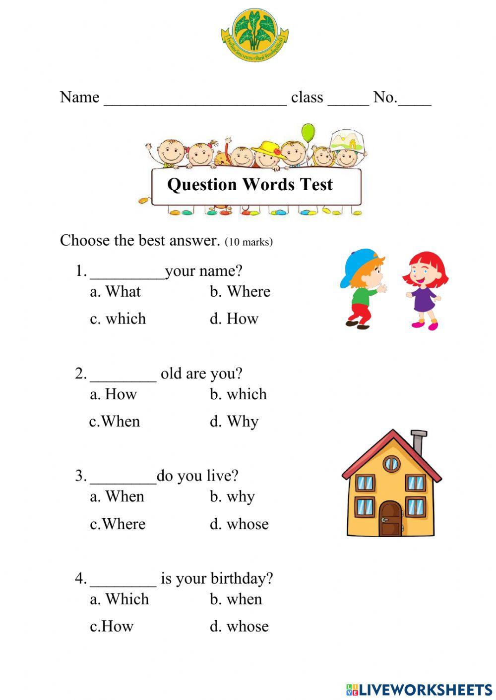 Question word Test 1 online exercise for | Live Worksheets