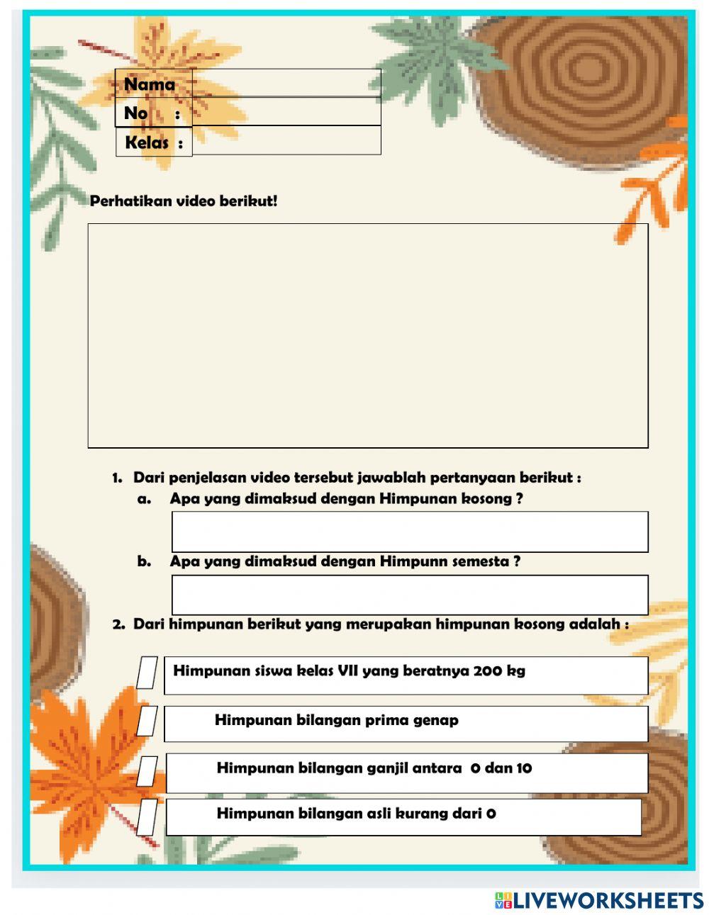 HIMPUNAN KOSONG, HIMPUNAN SEMESTA DAN DIAGRAM VENN
