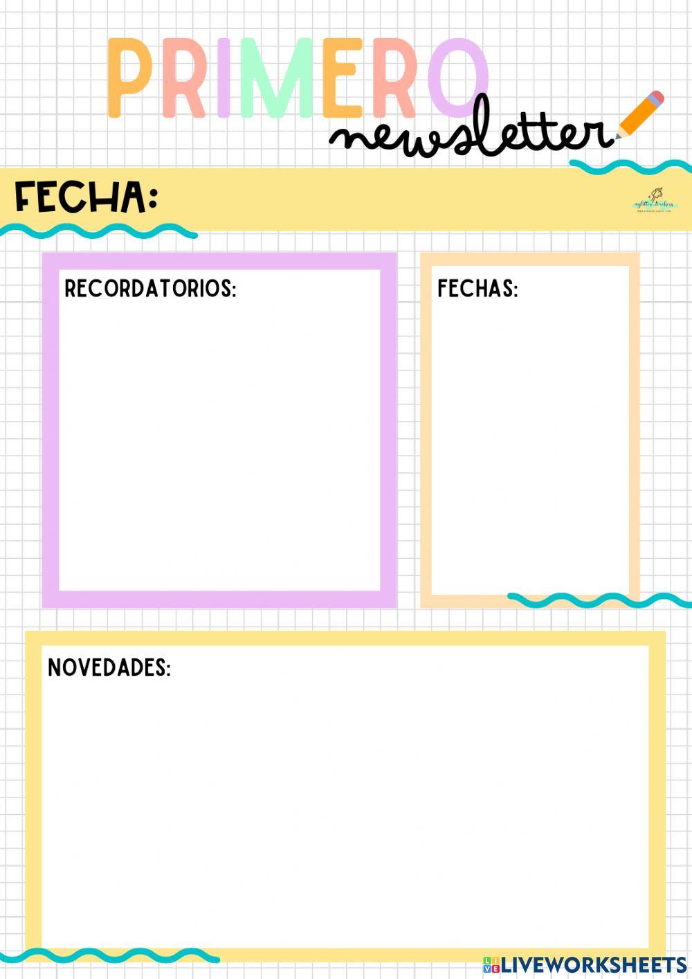Newsletter worksheet | Live Worksheets