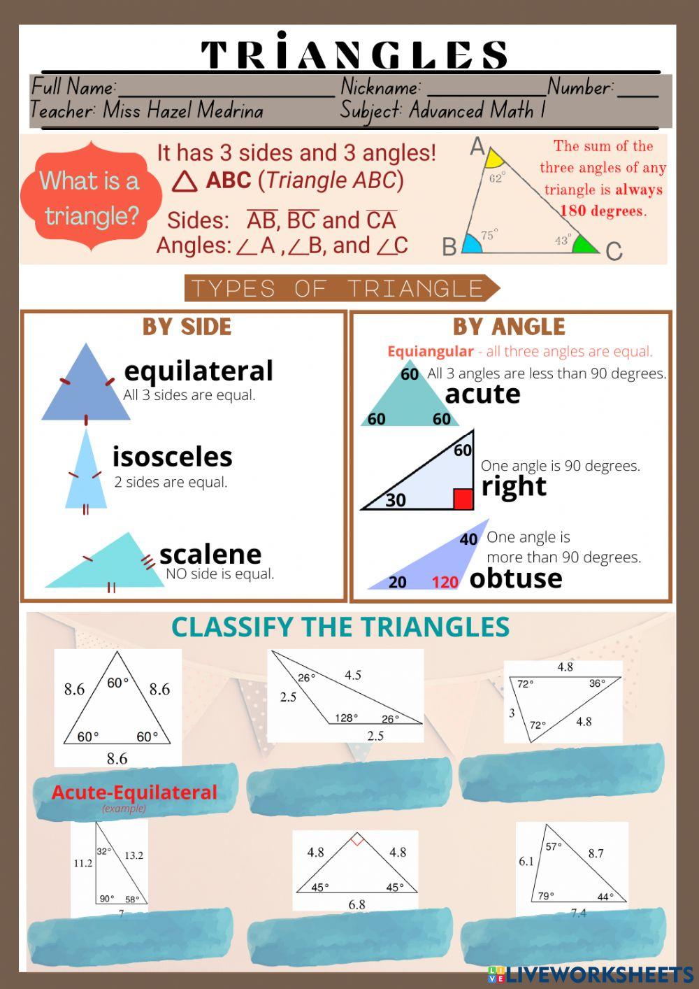 M1: Triangles online exercise for | Live Worksheets
