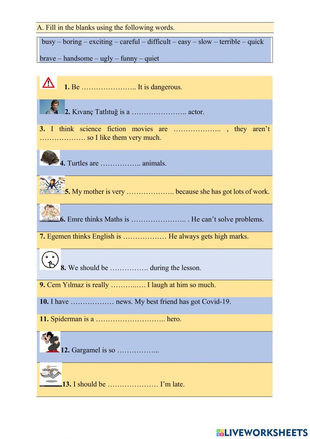 Adjectives online exercise for 6 | Live Worksheets