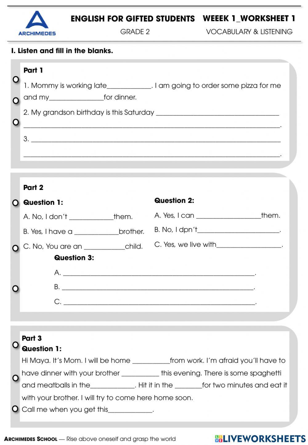 Ws1 interactive worksheet | Live Worksheets