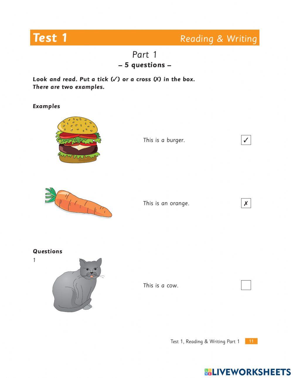 Test 1 - Readin… | Free Interactive Worksheets | 1383473
