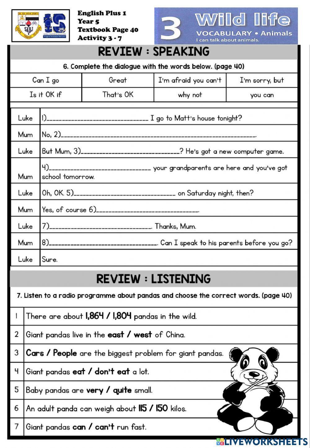 Live worksheet english plus 1 year 5 textbook page 40 activity 3-7 ...