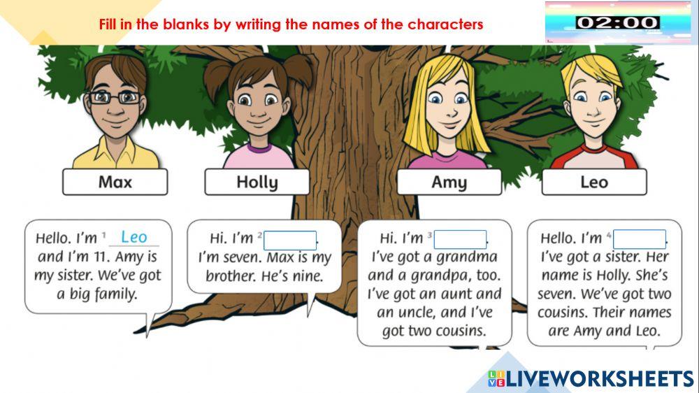 Family words exercise for 4 | Live Worksheets