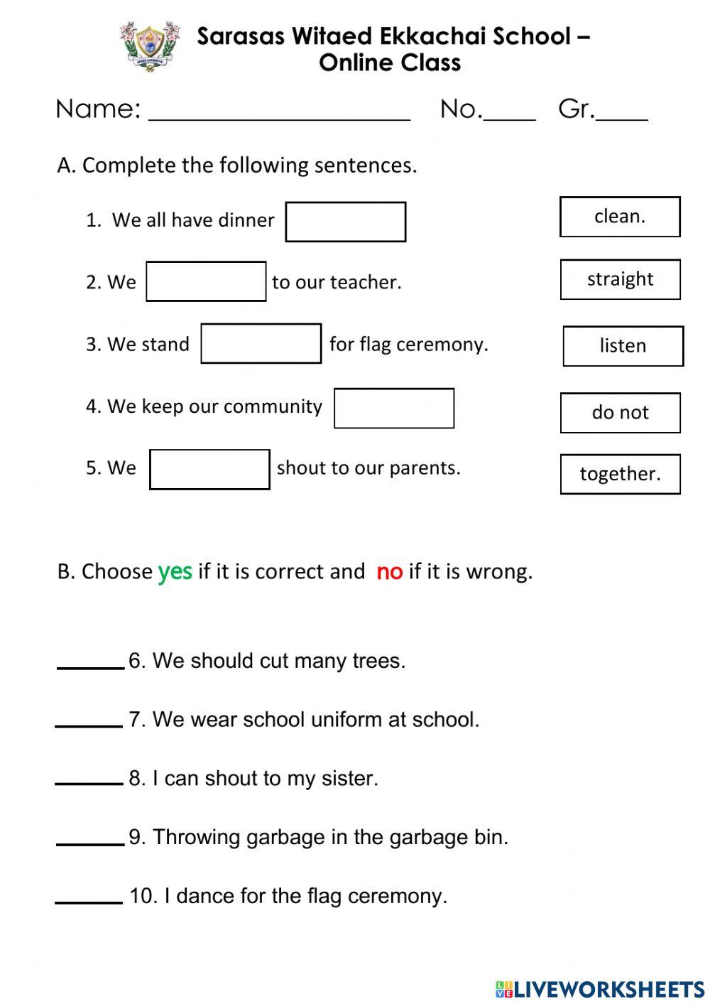 The rules interactive worksheet | Live Worksheets