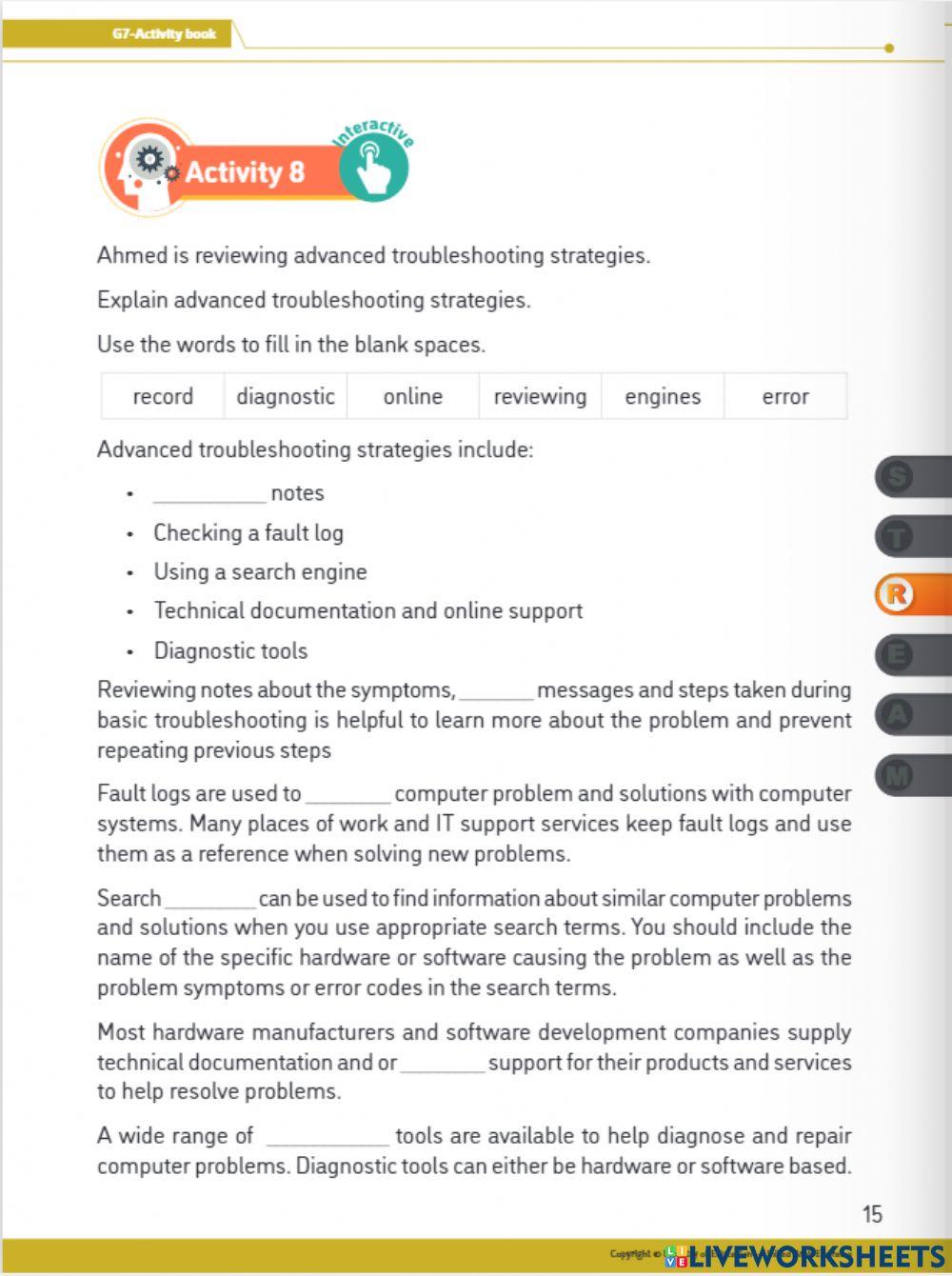 DT - Grade 7 activity 8 page 15 worksheet | Live Worksheets