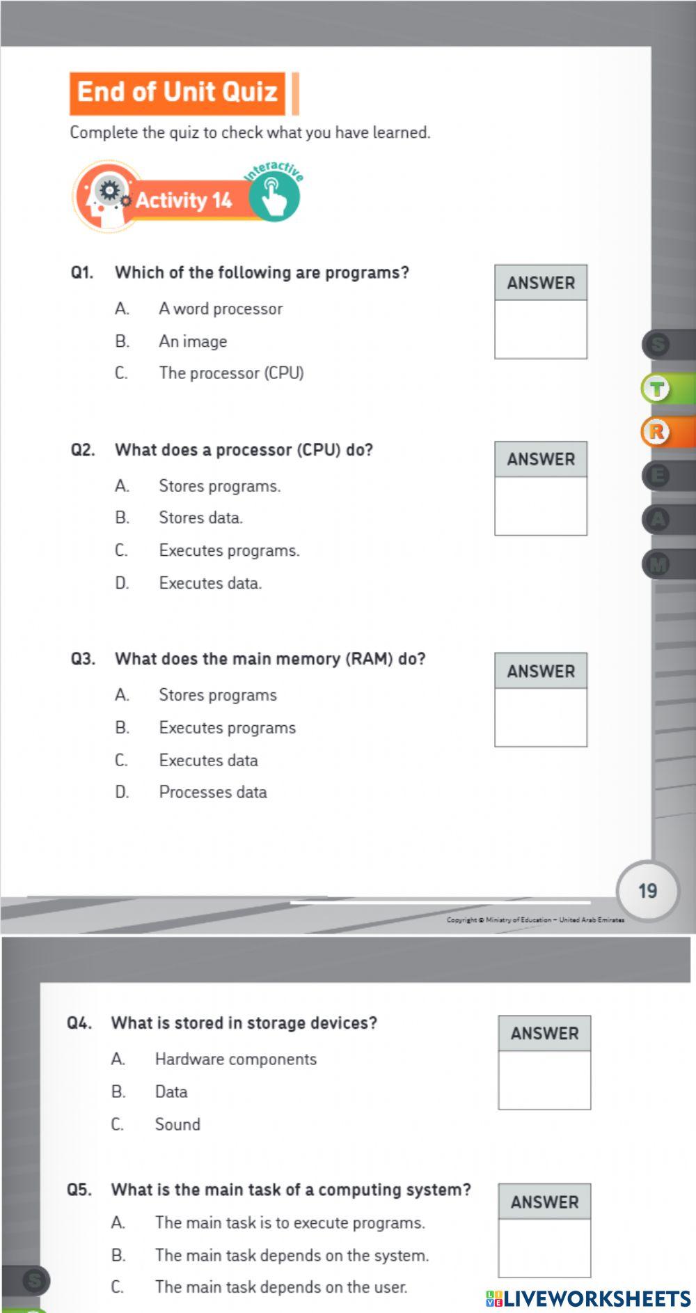 DT - Grade 5 activity 14 page 19 worksheet | Live Worksheets