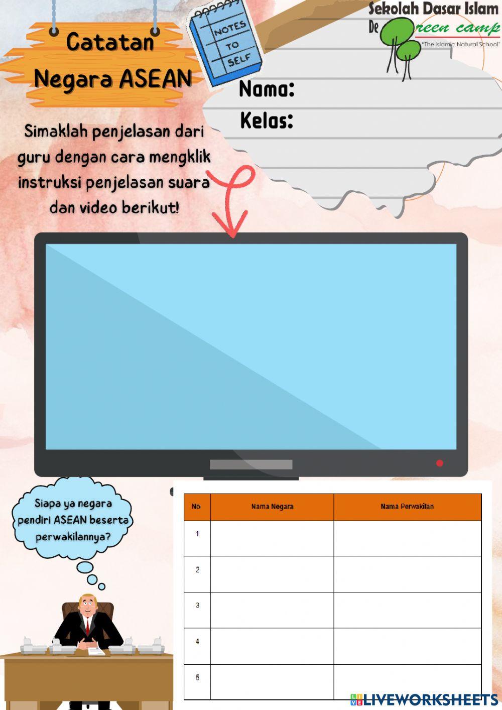 Negara ASEAN online activity for Grade 6 | Live Worksheets