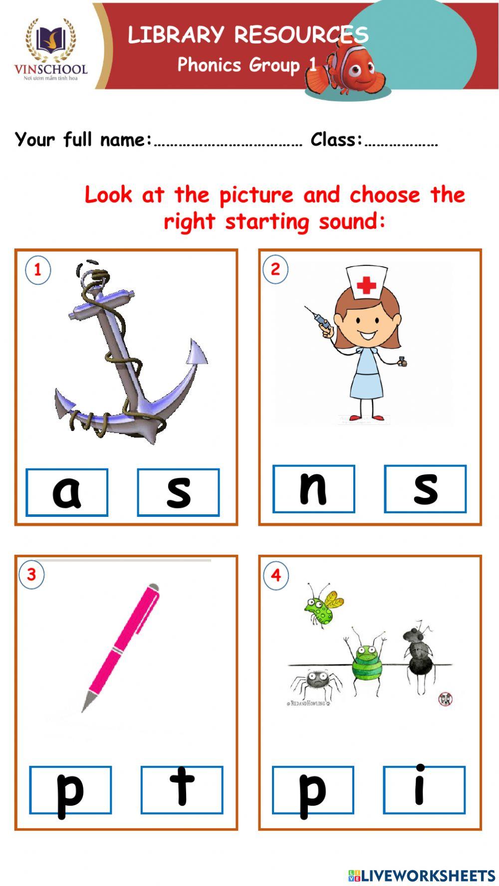 Alvin-Sport-Phonics group 1-1 worksheet | Live Worksheets