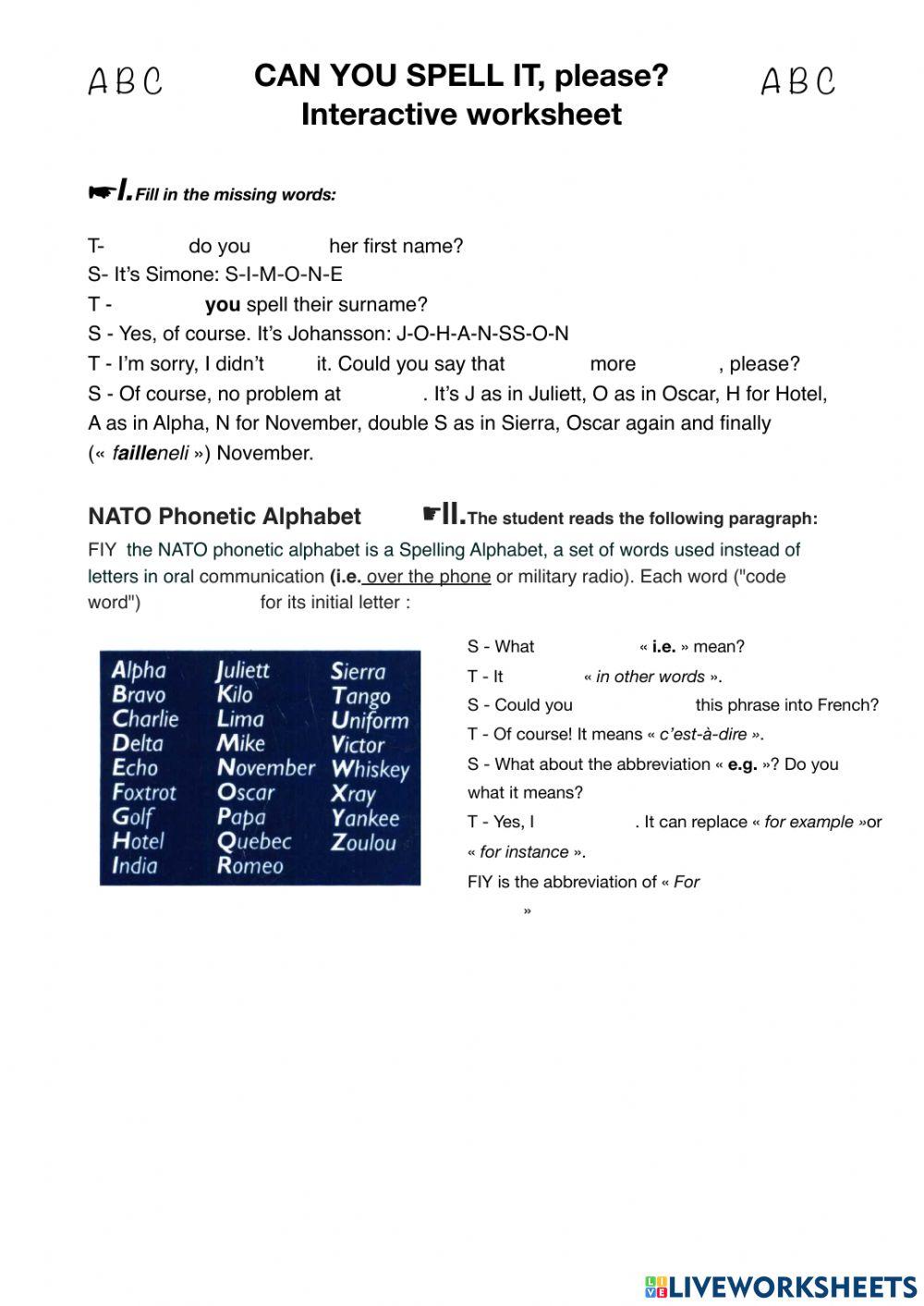 Can you spell i… | Free Interactive Worksheets | 1385385
