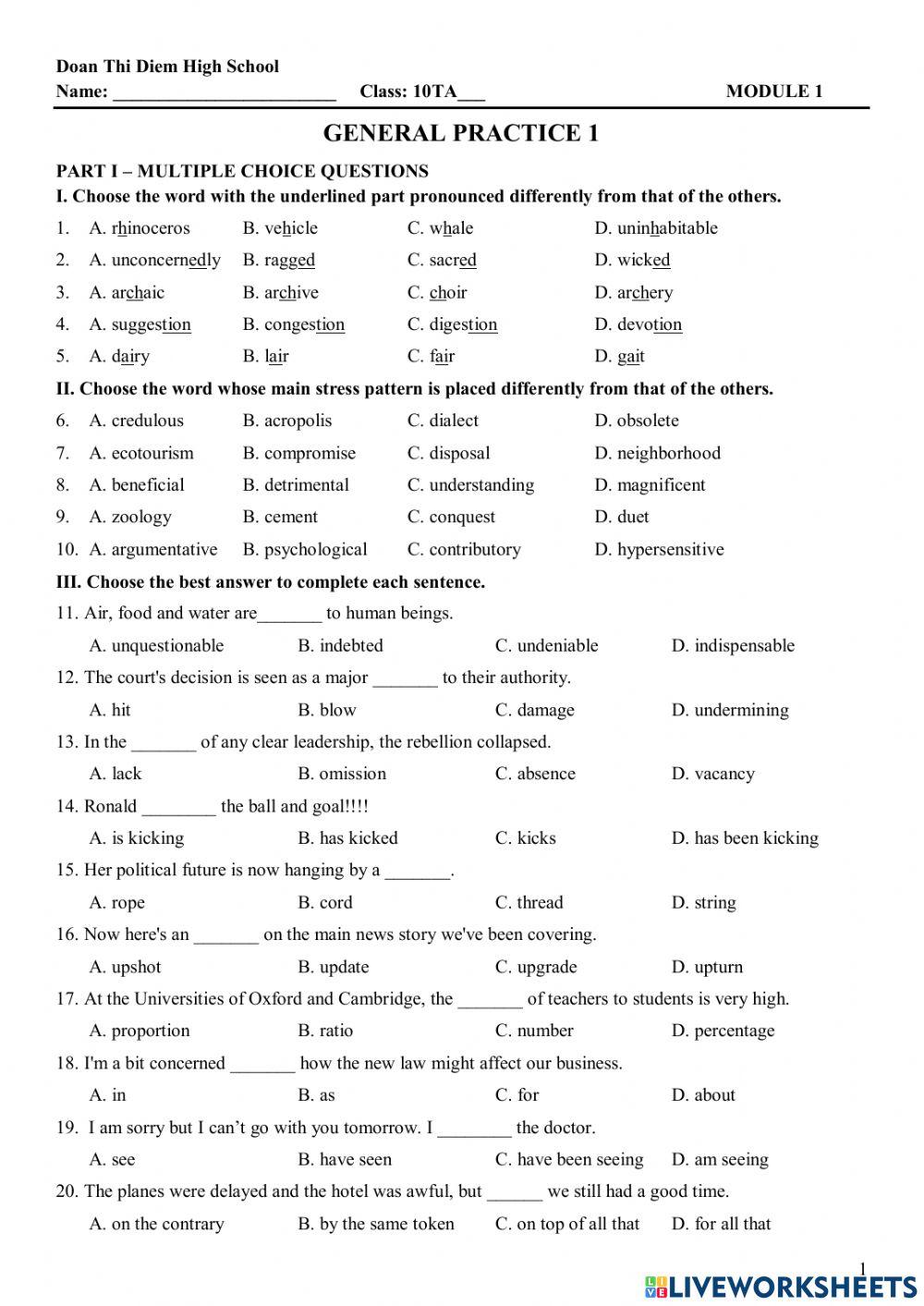 General test - module 1 1385801 | Thai Nguyen