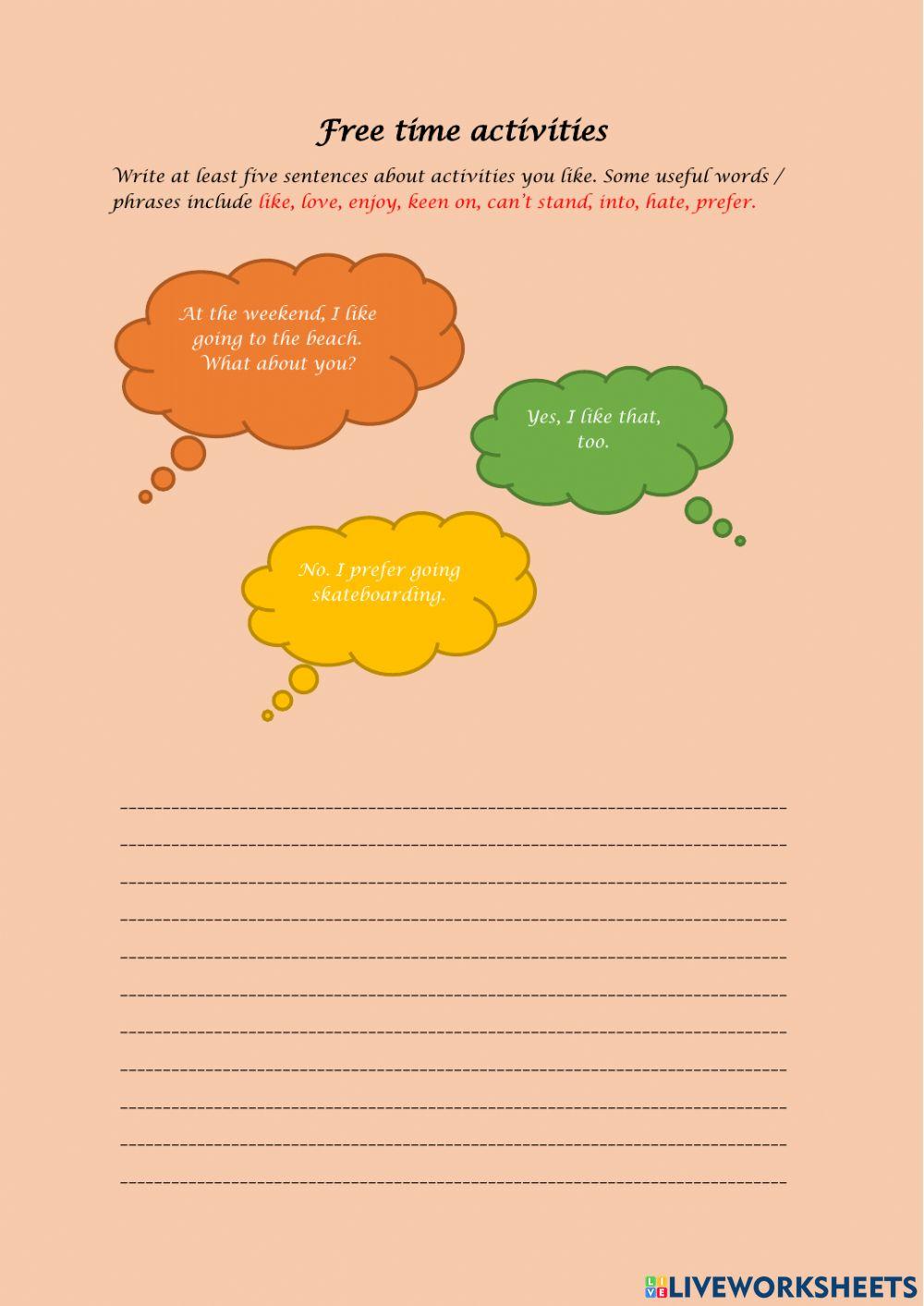 Writing activitiy worksheet | Live Worksheets