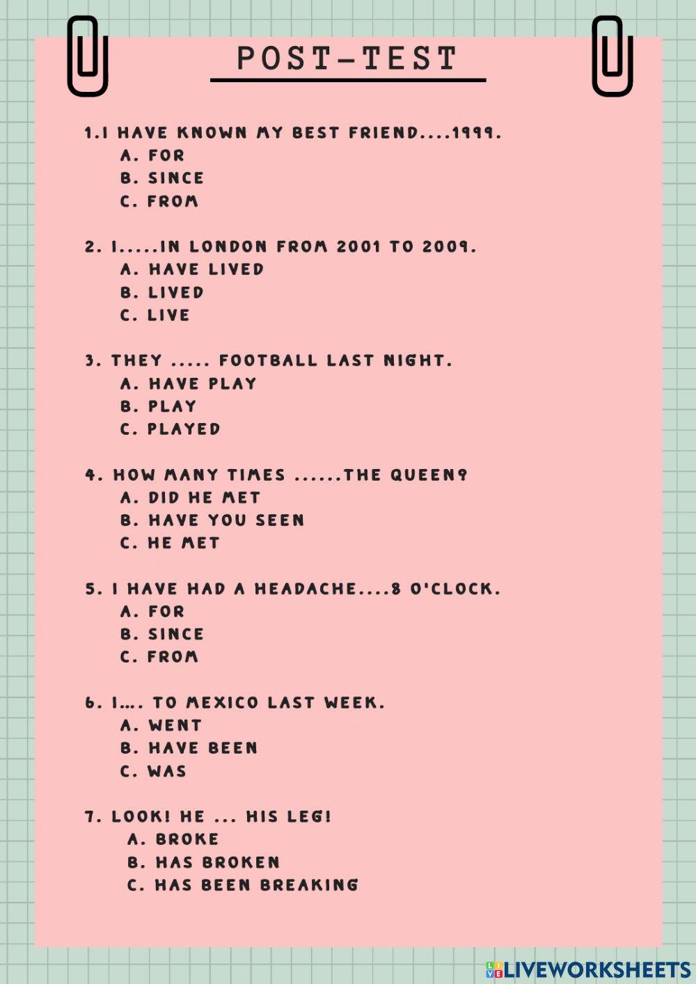 Post Test Worksheet For 9 Live Worksheets post-test-worksheet-for-9-live-worksheets