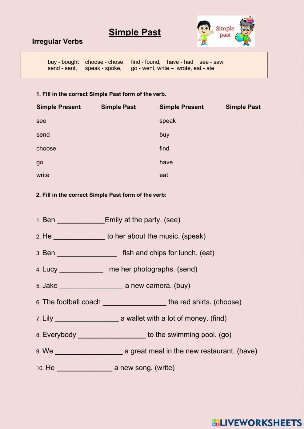 Simple Past 1385870 Sayu28 Live Worksheets 