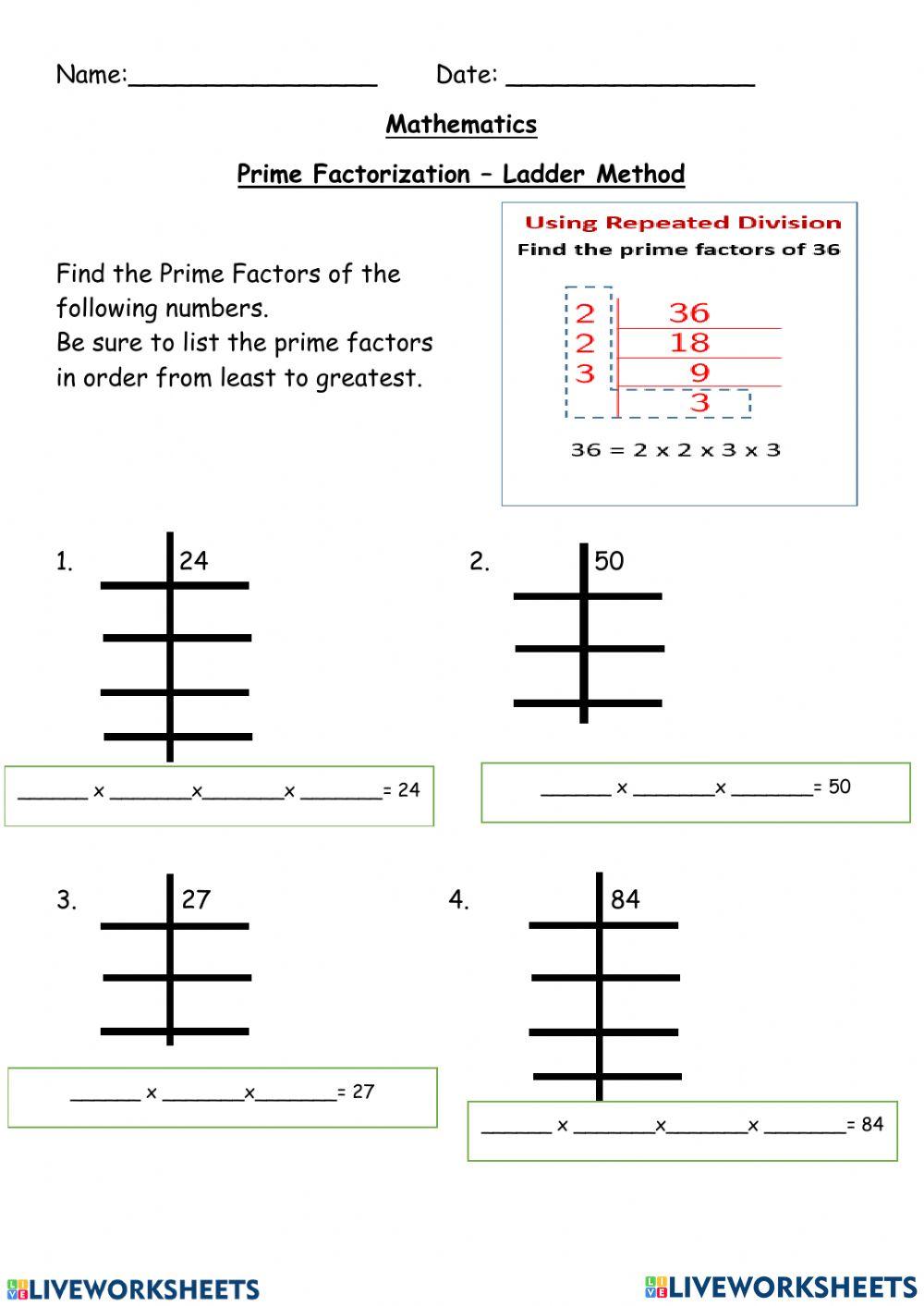 Prime Factoriza Free Interactive Worksheets 5162436 Prime Factoriza Free Interactive Worksheets 5162436