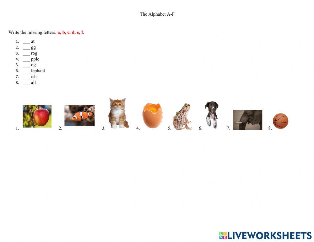 Alphabet A-F online exercise for | Live Worksheets