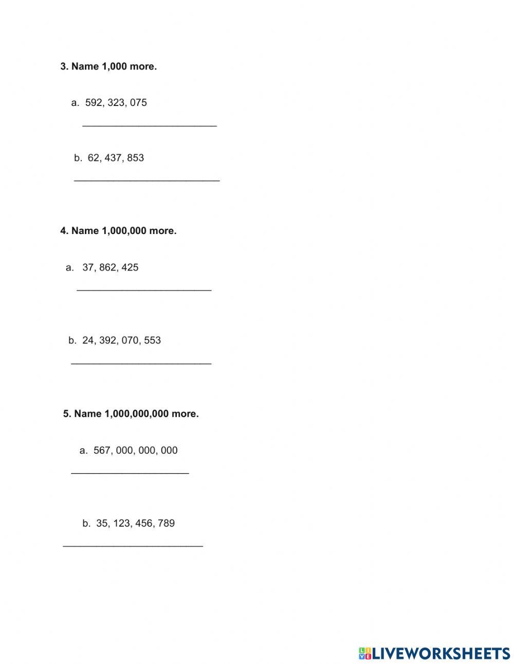 Place Value thr… | Free Interactive Worksheets | 1386510