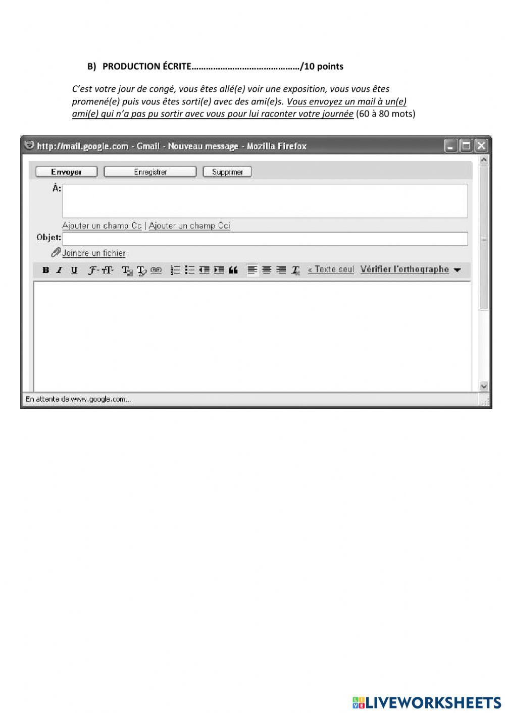 Évaluation finale niveau 3 worksheet | Live Worksheets