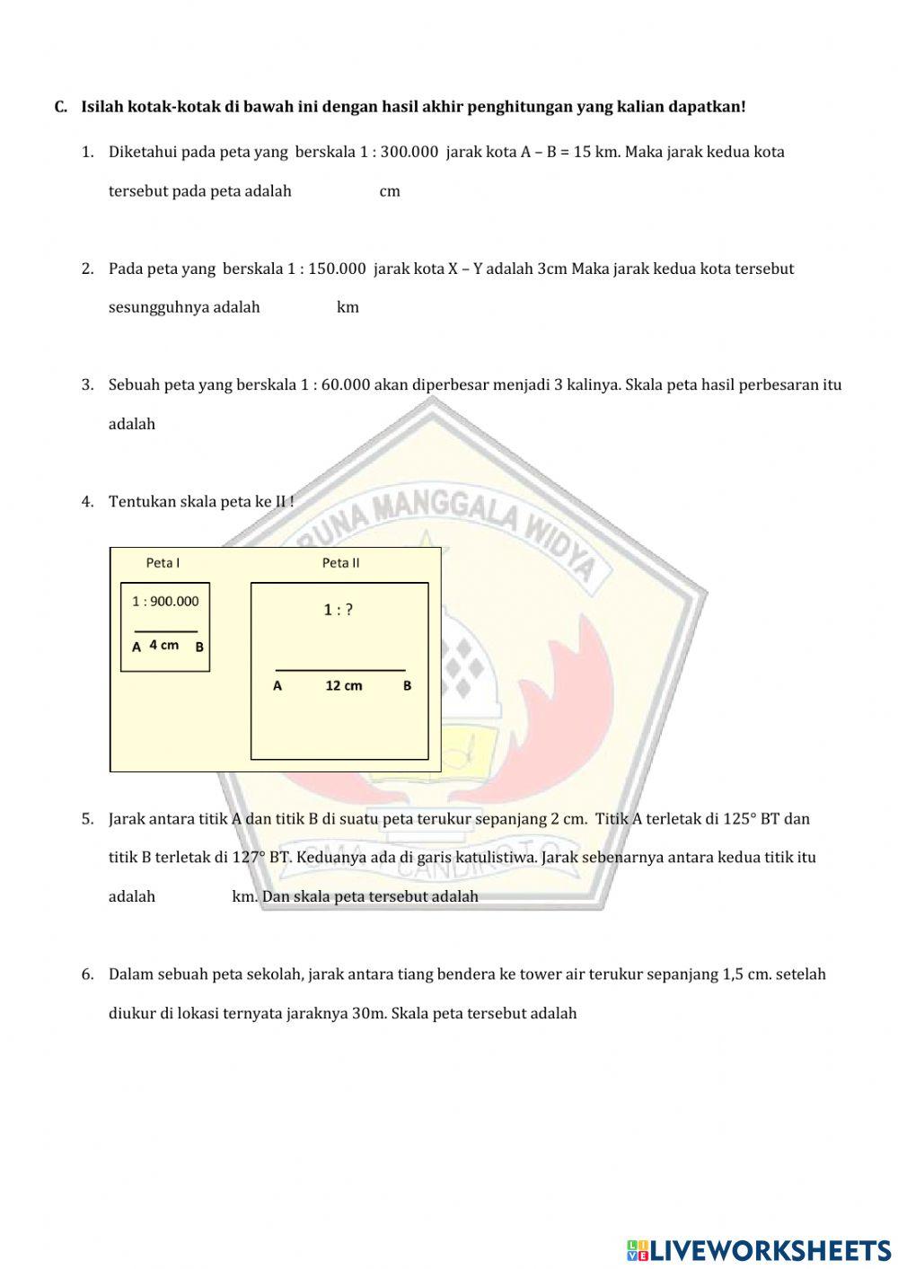Skala Peta | Free Interactive Worksheets | 1387250