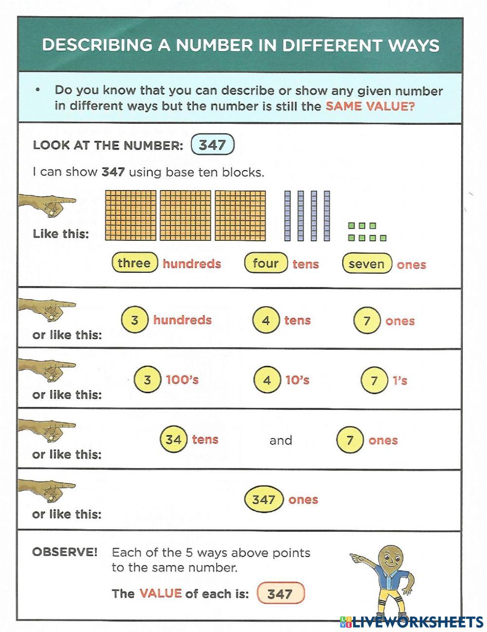 DESCRIBING NUMBERS IN DIFFERENT WAYS 3383463 | Wendell