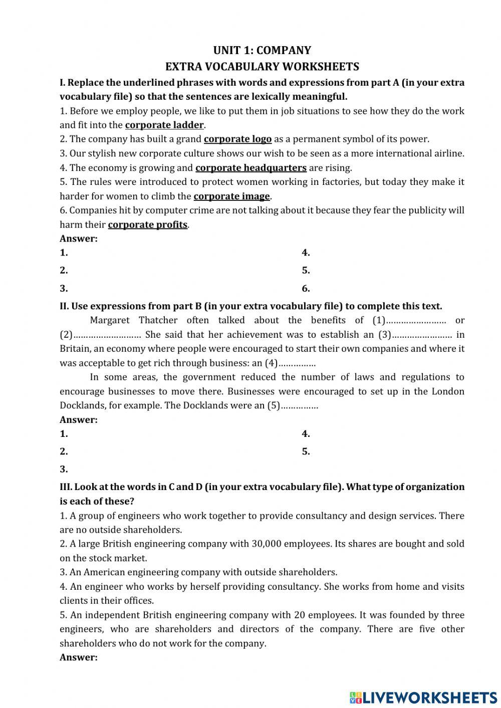 English 4 Business and Entrepreneurs worksheet | Live Worksheets