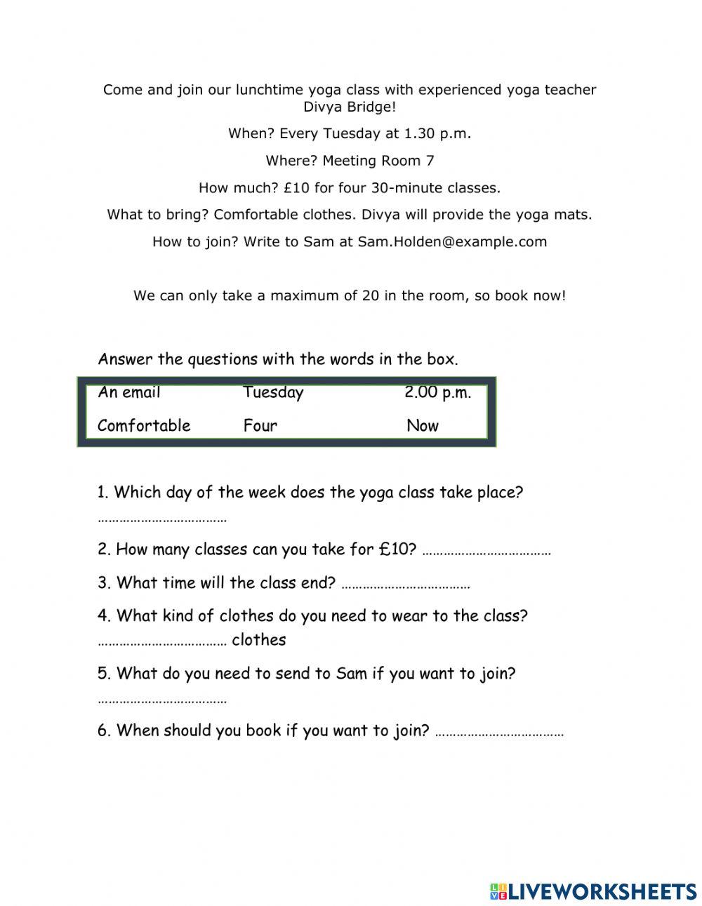 Activity monday 1 worksheet | Live Worksheets