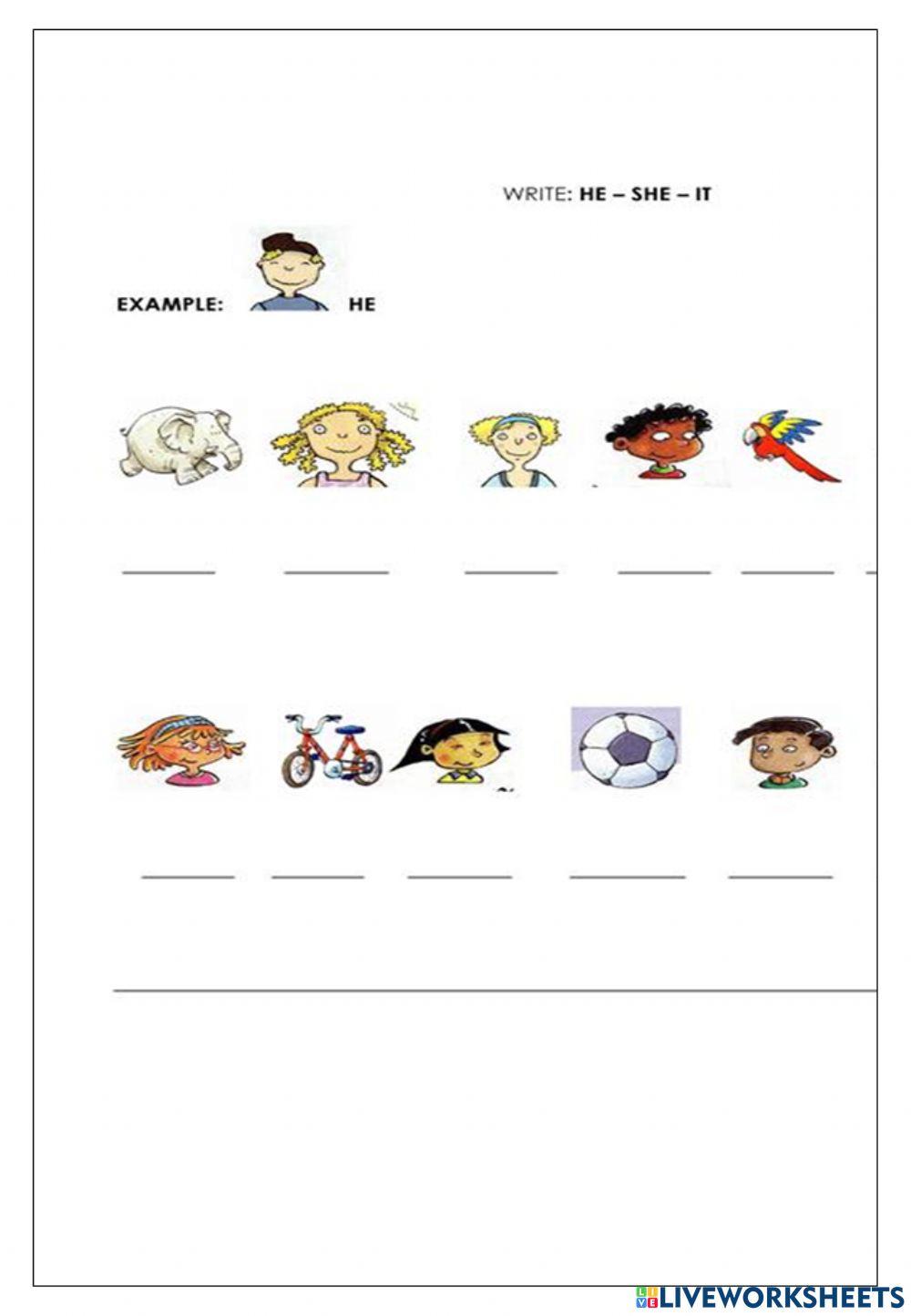 He she it online activity | Live Worksheets