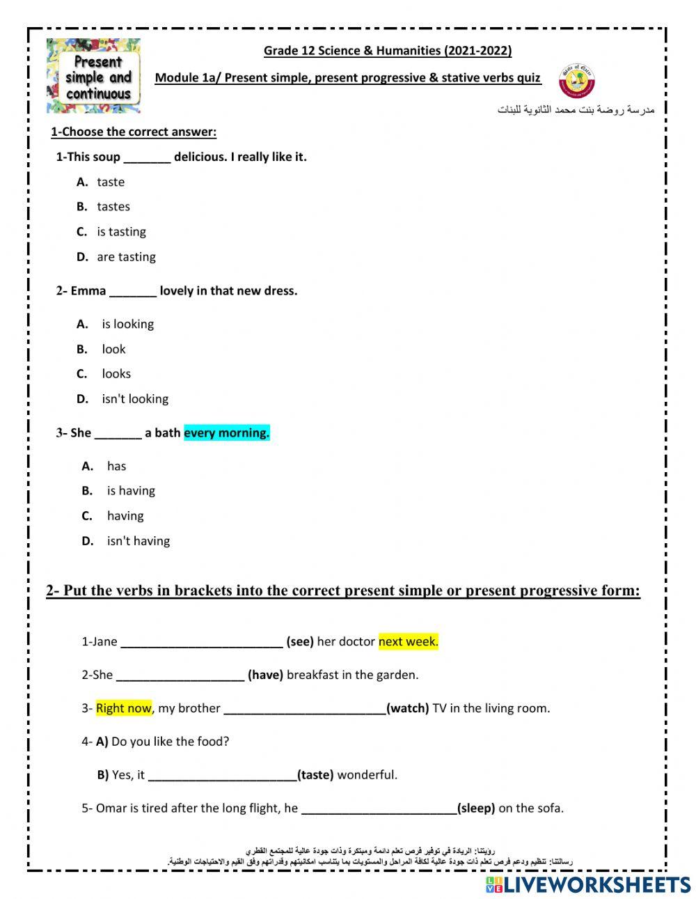 5163178 | present simple, progressive - stative verbs