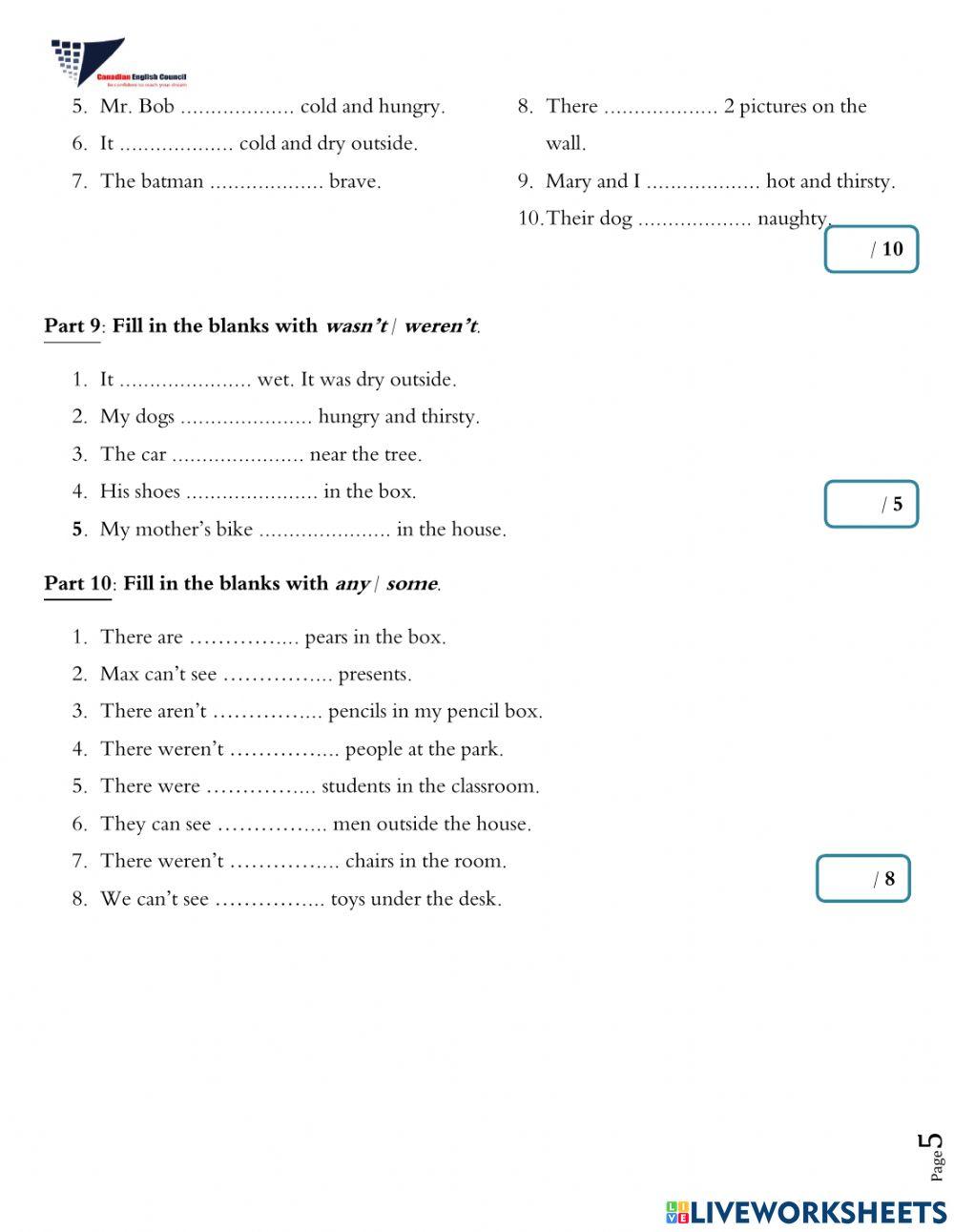 ES2 - GRAMMAR TEST 3 worksheet | Live Worksheets