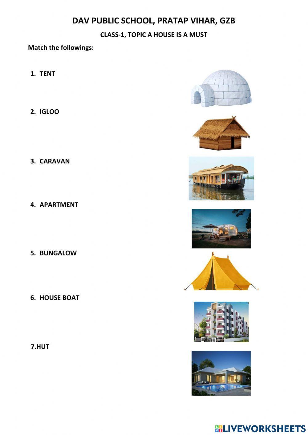 Types of houses 1388914 | Nabilah | LiveWorksheets