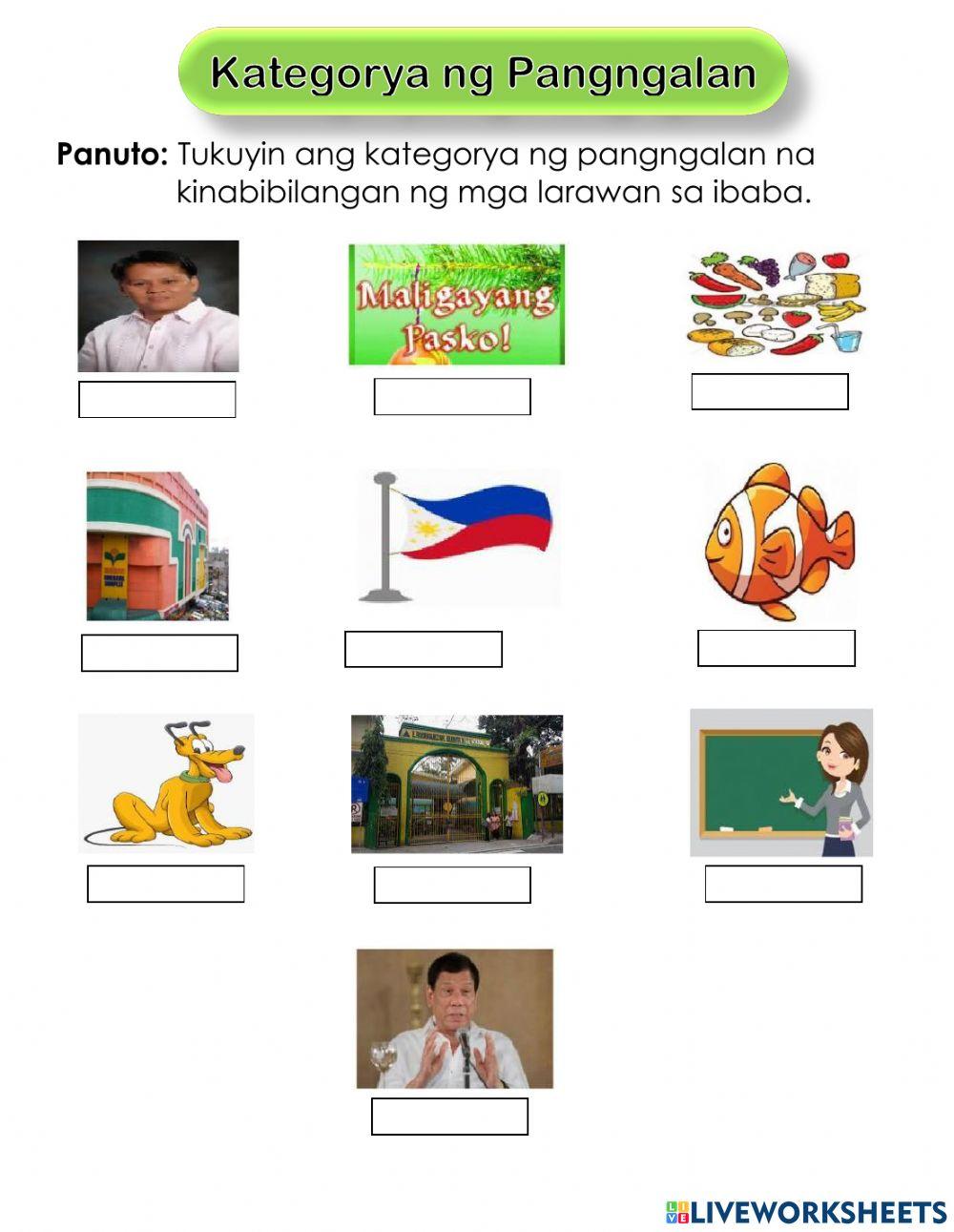 Kategorya ng Pangngalan online exercise for | Live Worksheets
