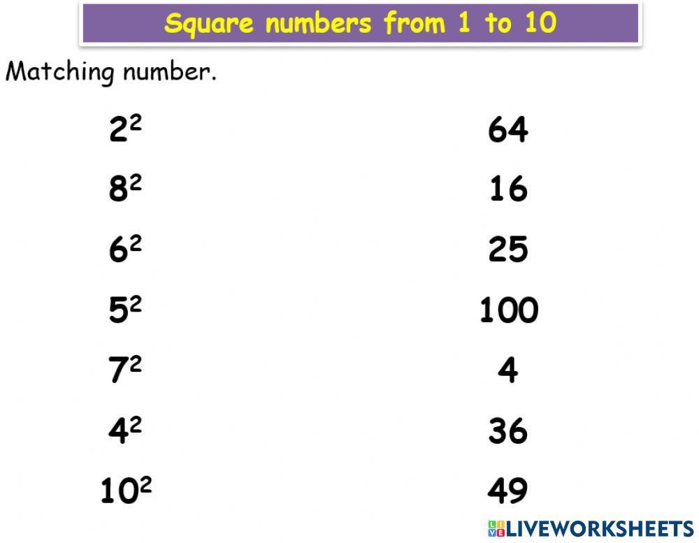 Square Numbers Interactive Worksheet Live Worksheets square-numbers-interactive-worksheet-live-worksheets