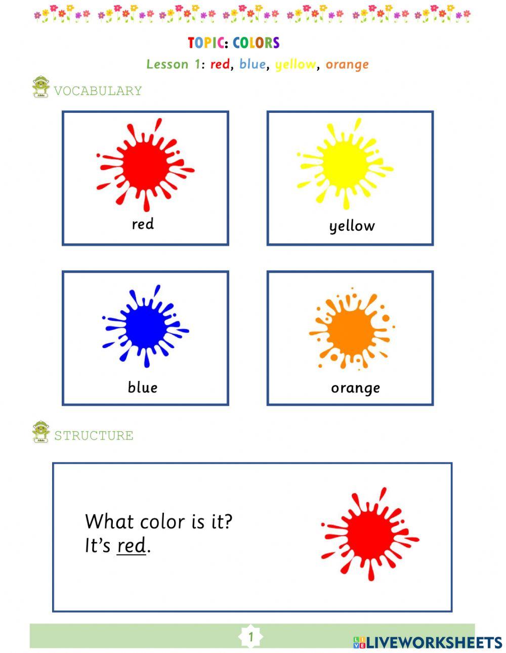 Color 1 interactive worksheet | Live Worksheets