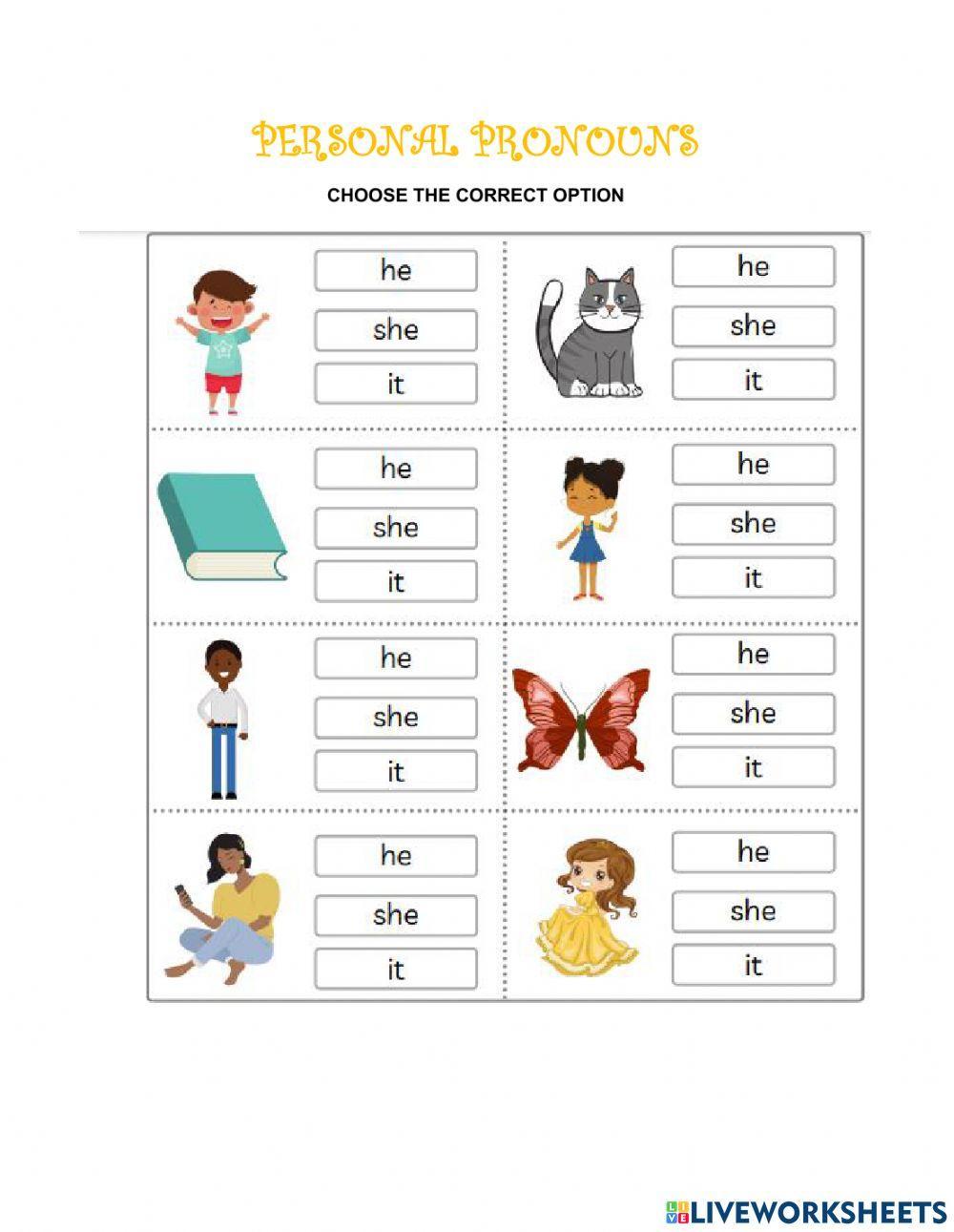 Personal pronou… | Free Interactive Worksheets | 1389557