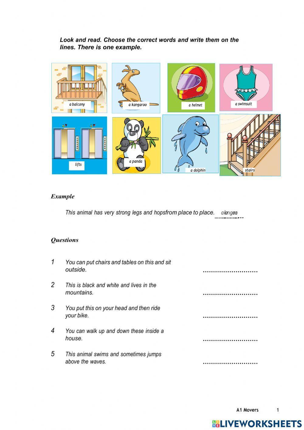 Movers - part 1 | Free Interactive Worksheets | 1390182