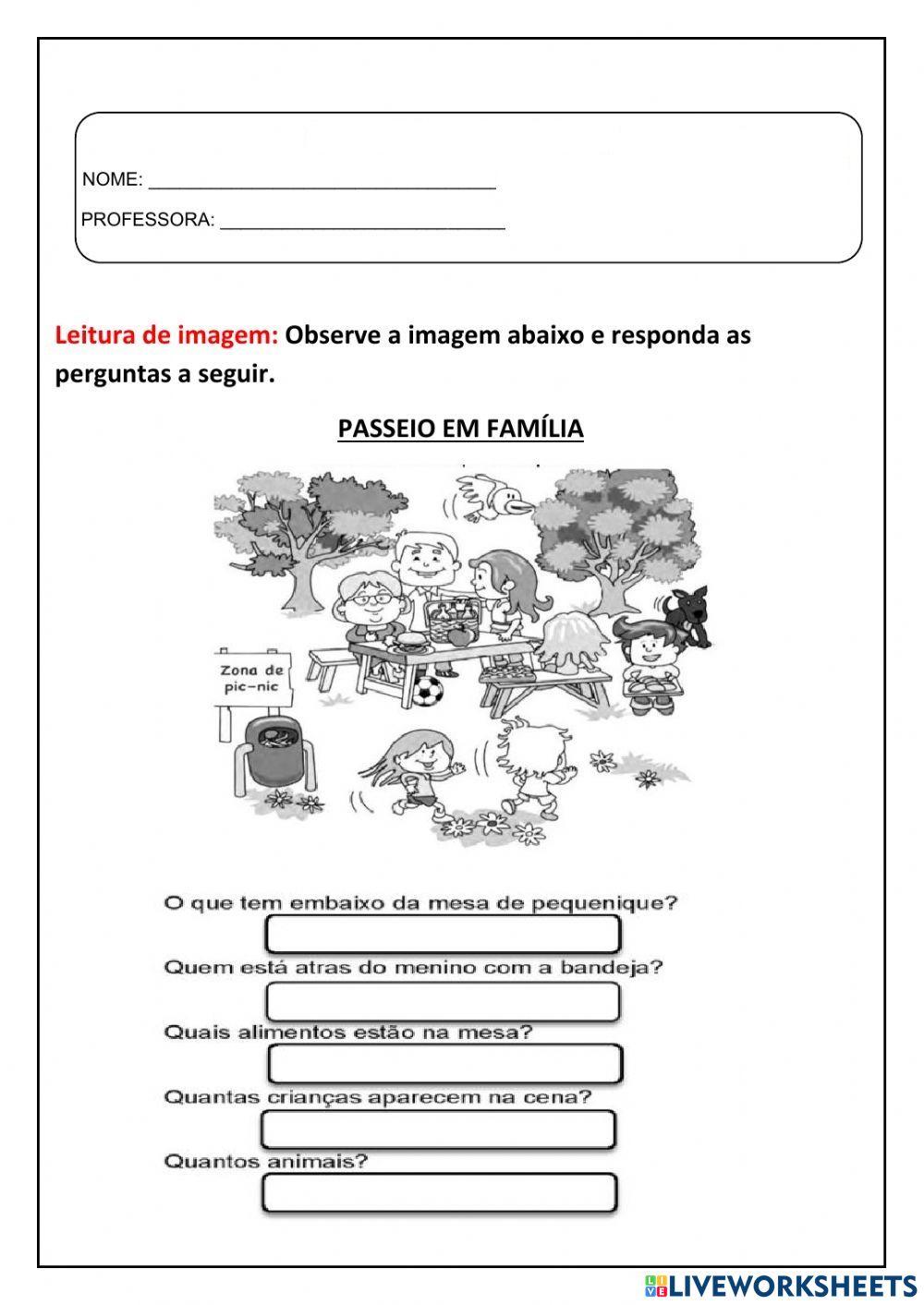 Interpretação de imagem interactive worksheet | Live Worksheets
