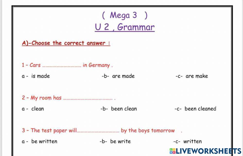 Mega3 worksheet | Live Worksheets
