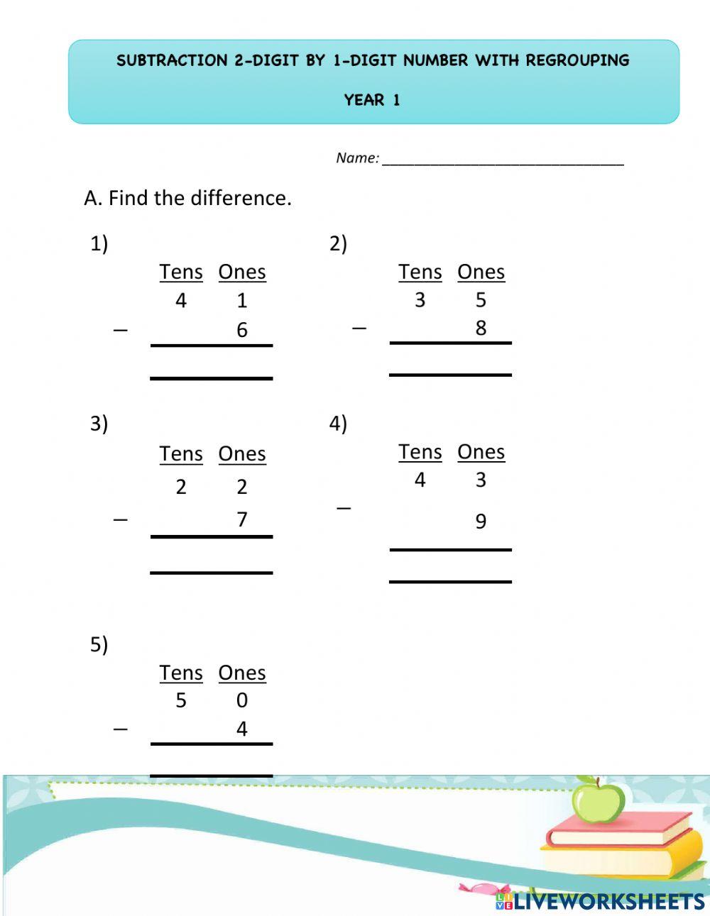 Subtraction With Regrouping Online Exercise For 1 Live Worksheets subtraction-with-regrouping-online-exercise-for-1-live-worksheets