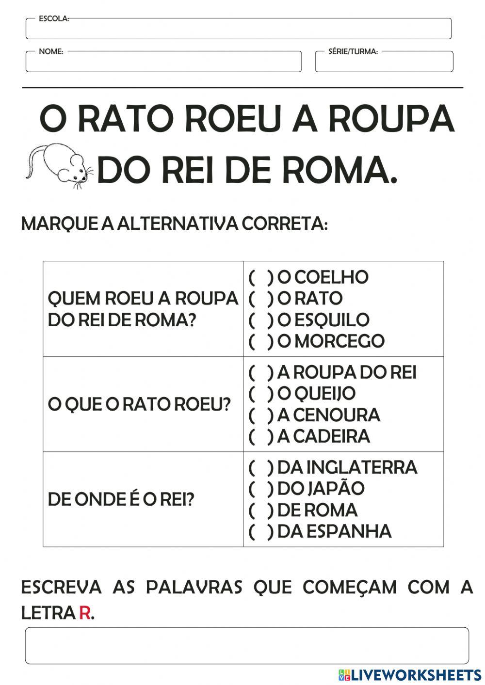 Letra R activity for 2º ano | Live Worksheets