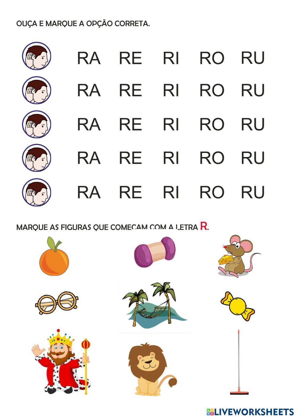 Letra R activity for 2º ano | Live Worksheets