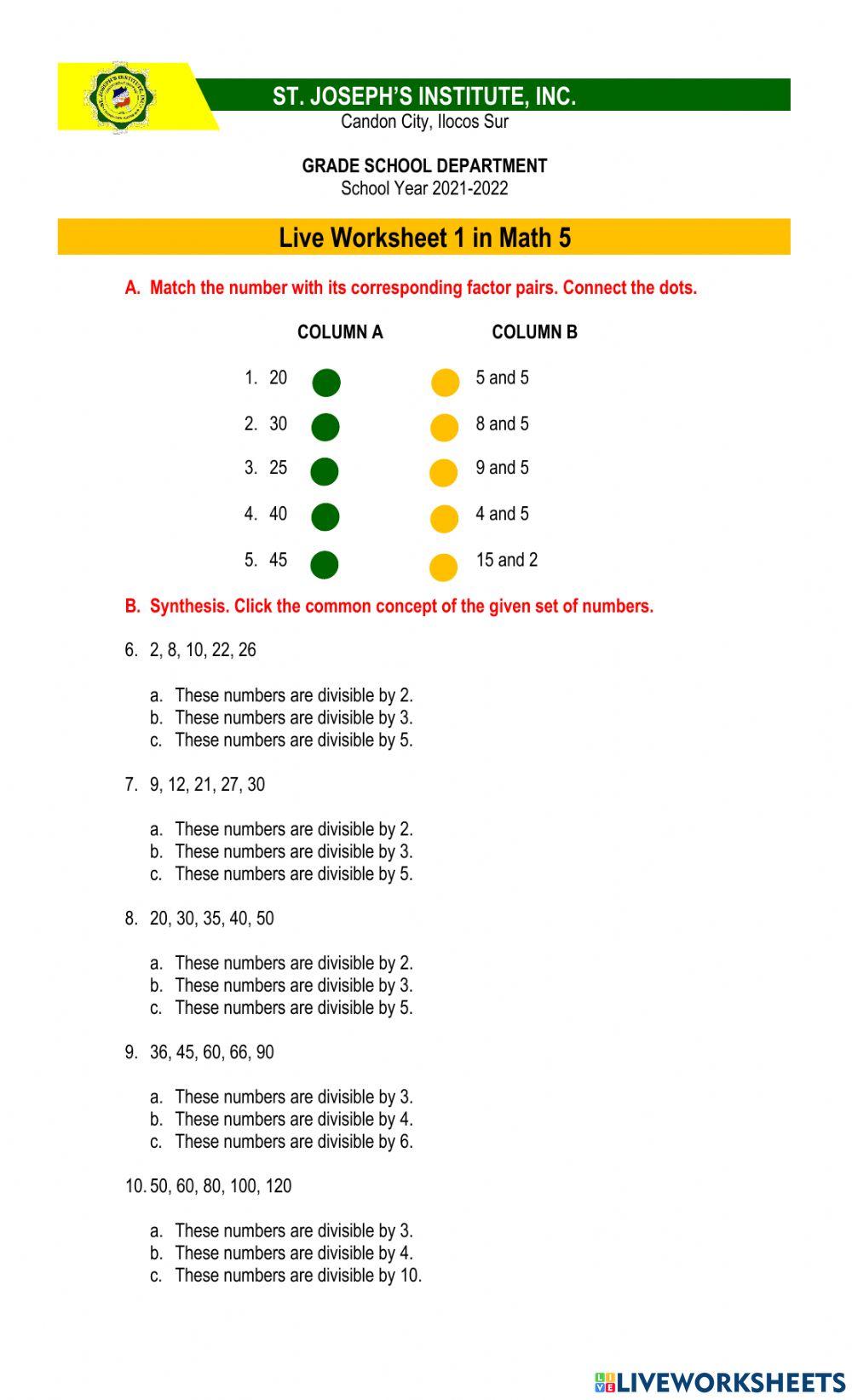 Live Worksheet 1 1391496 | George-Gerard-Jude | Live